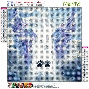 MaiYiYi Angel Wings Diamond Painting Set 5D Full Round Diamond Painting Angel Halo Diamond Painting Cross Stitch Kit Angel Diamond Painting by Numbers for Adult Kids Home Wall Art Decor (30X30 CM)