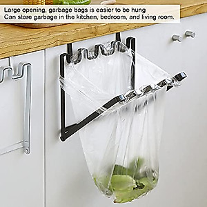 Weojeviy Household Waste Garbage Bag Hanging Rack Rubbish Bag Holder Kitchen Cabinet Bag Rack Holder Accessory Kitchen Supplies, for Kitchen Bedroom and Living Room(Black)