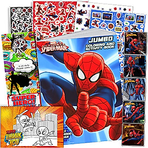 Disney Studios Spiderman Stickers Activity Set - Bundle Includes Spiderman Stickers, Spiderman Coloring Book, Superhero Door Hanger, Thank You Card Craft