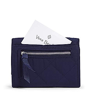 Vera Bradley Women's Performance Twill Riley Compact Wallet With RFID Protection, Classic Navy, One Size