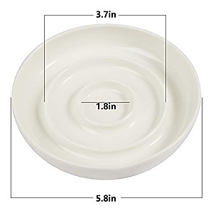 SLSON Cat Slow Feeder Bowl,Ceramic Slow Feed Cat Bowls Heavy and Shallow Wisker Stress-Free Pets Dish for Kittens Small Pets Wet Food,White