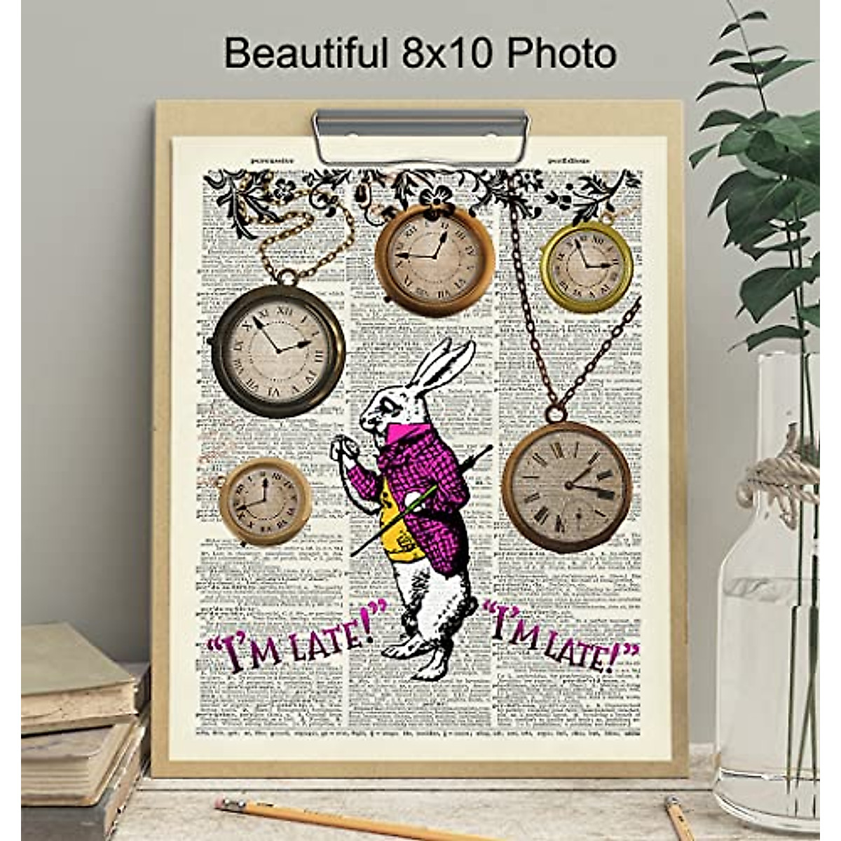 Alice Wonderland Decor - Alice Wonderland Gift - Room, Home or Party Decorations - Art Poster for Boy, Girl Kids Bedroom - Gift for Walt Fans - 8x10 Photo print Wall Art Picture