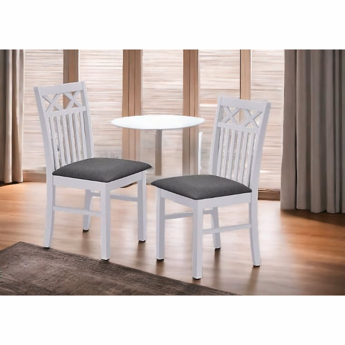 Liveasy Furniture Dining Chairs Set of 2, Dining Room Chairs with Solid Wood Legs, Kitchen Chairs with Cushion (White, Set of 2)