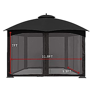 CoastShade Universal Replacement Canopy Mosquito Netting Screen Sidewalls Only for 10' x 12' Gazebo Canopy