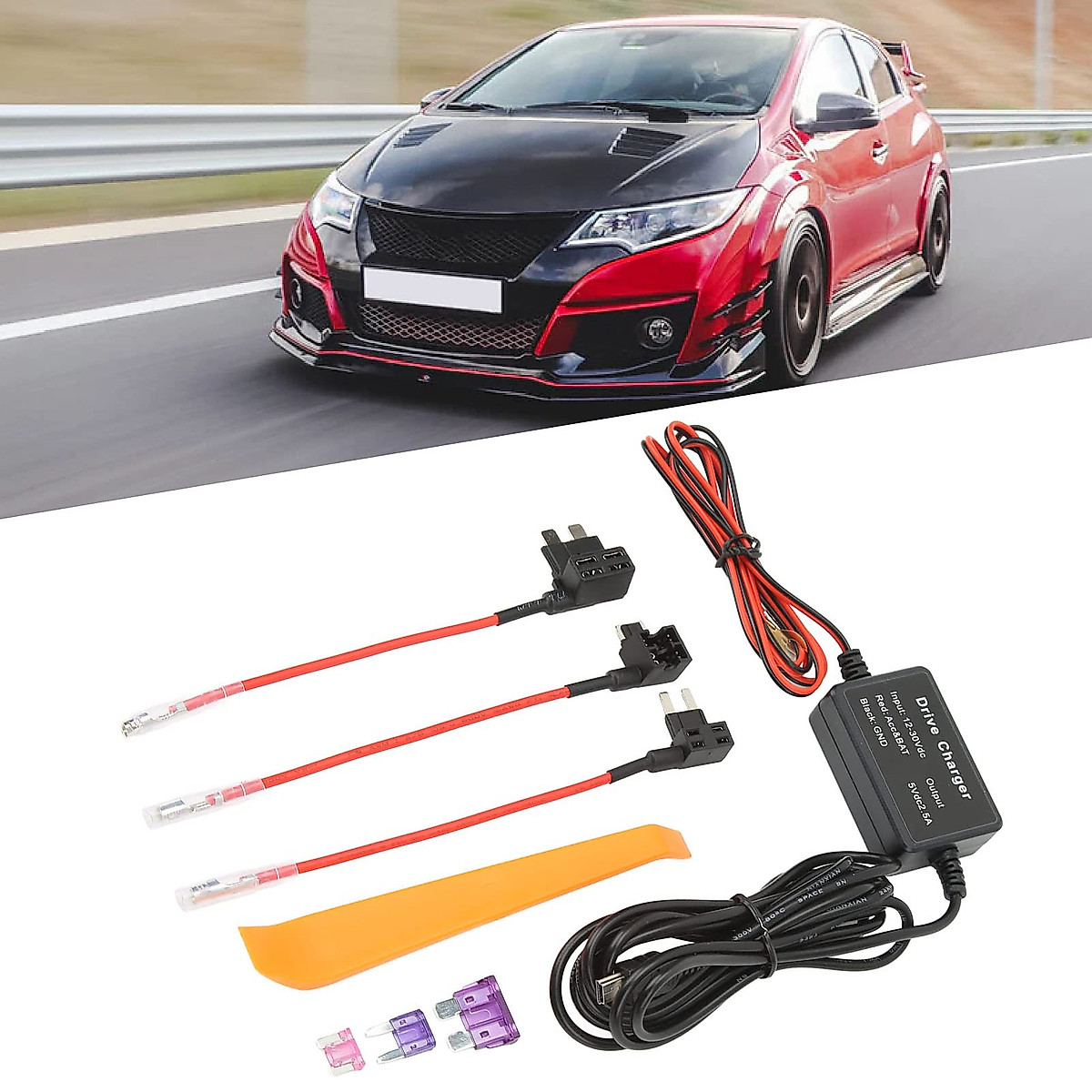 Yctze Dash Cam Hardwire Kit Mini USB Adapter High Securi Car Dash ...