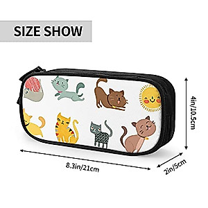 VIRTUALSHELF Cute Cat Pencil Case Large Capacity Zipper Pouch Holder for High Middle Primary Student Aesthetic Teen Girl Boy Office Men Women Adults Portable One Size