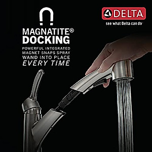 Delta Faucet Collins Single-Handle Kitchen Sink Faucet with Pull Out Sprayer and Magnetic Docking Spray Head, Arctic Stainless 4140-AR-DST