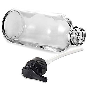 8oz 8 Pack Glass Pump Bottles, RUCKAE Clear Pump Bottle for Soap Dispenser, Empty Pump Bottle for Shampoo, Body Wash, Hand Soap, Lotion and More