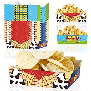 Cartoon Story Disposable Paper Food Trays 24pcs Two Infinity and Beyond Birthday Decorations Nacho Trays For Toy Theme Birthday Decoration Baby Shower Party Supplies