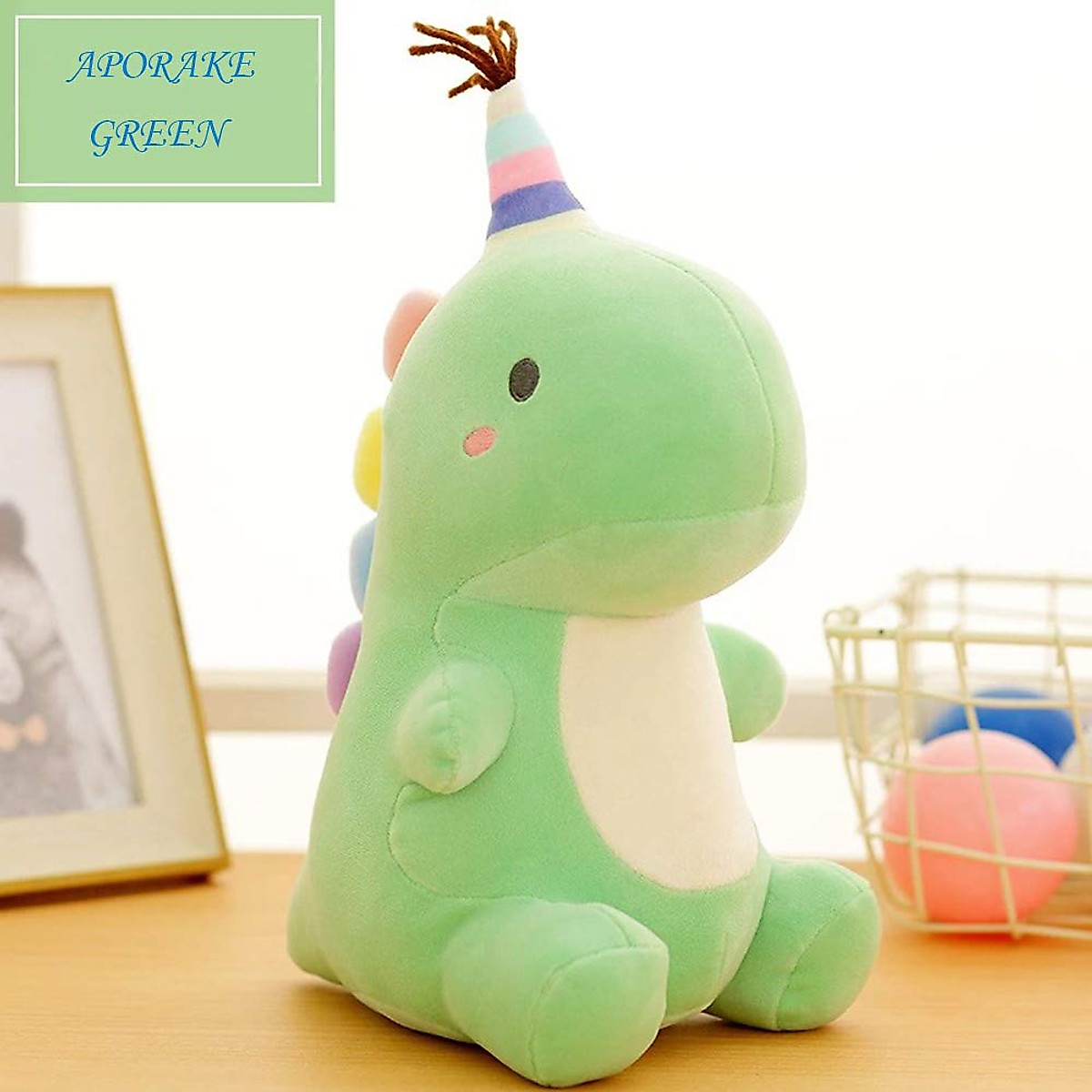 aporake Stuffed Animal Plush Toys, Cute Dinosaur Toy, Soft Plushies for Girls Plush Doll Gifts for Kids Boys Babies Toddlers (Green, Medium)