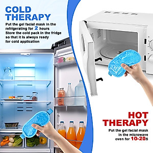 2Pack Cold Cooling Eye Mask, Reusable Gel Eye Mask Hot/Cold Therapy Gel Bead Eye Mask with Plush Backing for Headache/Puffiness/Migraine/Stress Relief/Skin Care/Dry Eyes(Blue)