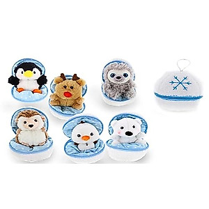 Made by Aliens Snowball Stuffed Surprise Zip Up Stuffed Animal Set – 6 inch Cute & Soft Plush Animal Toy – Perfect for Friends & Family All Ages Halloween Christmas Thanksgiving (Pack of 6)