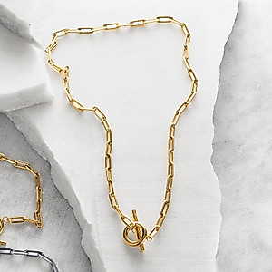 MVMT Women's Cable Chain Necklace | Stainless Steel, Toggle Closure | Gold