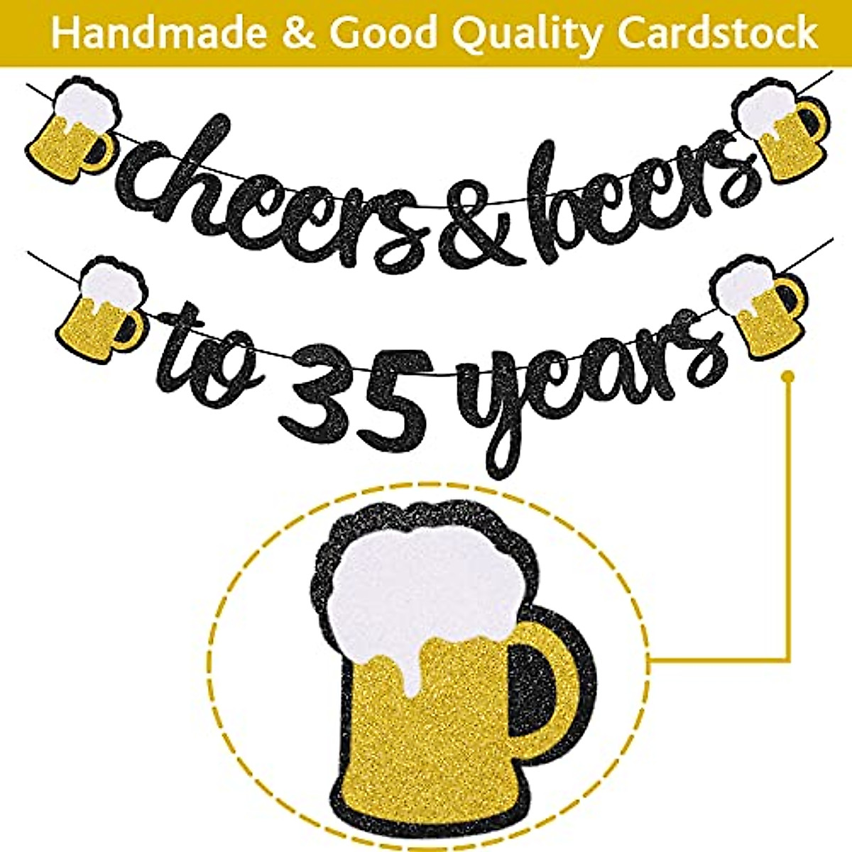 35th Birthday Decorations, 35 Years Anniversary Decorations for Men Women, Cheers to 35 Years Banner, 32 Inch Number 35 Gold Foil Balloon, 35 Sign Latex Balloon, Cheers Cup Foil Balloon for Wedding Anniversary Party Supplies