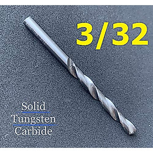 2/Pack Solid Carbide Drill Bit for Hardened Steel Hard Ness HRa 91.3 Aerospace Standard K20 Tungsten Carbide Jobber Length Twist Drill for Metal 118 Degree Four Facet Point Fractional Size (3/32")