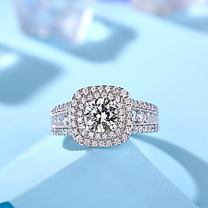 Ayafee 2.05 Carat Moissanite Engagement Rings for Women 10K 14K 18K Gold Halo Promise Rings for Her Size 4-12 - 10K