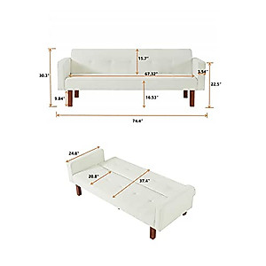 YUNLife&Home 3 in1 Upholstered Convertible Futon Sofa Bed,Adjustable Loveseat Sleeper Sofá Daybed,Compact Foldable Recliner,Comfy 2 Seaters,Reversible Love Seat Couch Sofabed,600lb Capacity