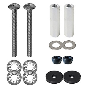 iFealClear 2 PCS Toilet Seat Bolts Kit, Universal Heavy Duty Stainless Steel With Extra Long Downlock Nuts Rubber Washers Gaskets and Easy to install -Bathroom Toilet Repair Screw