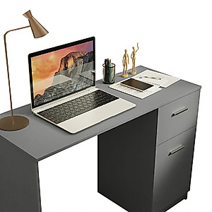 Madesa Compact Computer Desk Study Table for Small Spaces Home Office 43 Inch Student Laptop PC Writing Desks with Storage and Drawer - Grey
