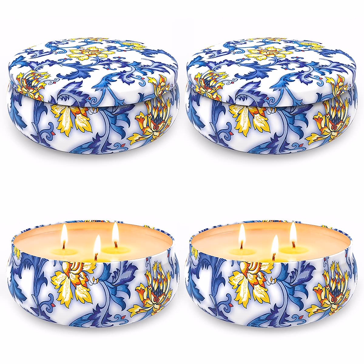 Citronella Candles Outdoor Indoor, YOSICIL 2 Pack Citronella Scented Candles Soy Wax Lemongrass Essential Oil, Portable Glass Jar Candles for Home Patio Travel Garden Yard Camping