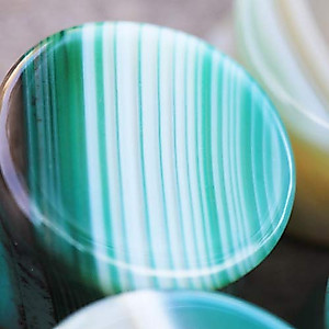 Pierced Owl Green Agate Natural Stone Saddle Plugs, Sold as a Pair (14mm (9/16"))