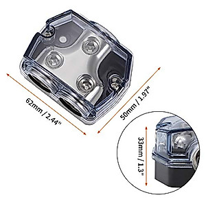 uxcell 2 Way Power Distribution Block 0 Gauge in 0 Gauge Out Power Ground Distributor for Splitter
