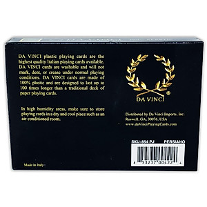 DA VINCI Persiano, Italian 100% Plastic Playing Cards, 2-Deck Set Poker Size Jumbo Index, with Hard Shell Case and 2 Cut Cards