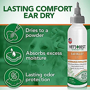 Vet's Best Dog Ear Cleaner Kit | Multi-Symptom Ear Relief | Wash & Dry Treatment | Alcohol-Free 4 Fl Oz (Pack of 2)