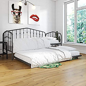 Novogratz Bushwick Metal Daybed & Trundle | Twin Size - Gunmetal Gray Daybeds