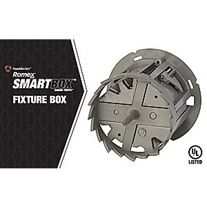 Southwire MSBST250 Smart, Shark Tooth Integrated Fixture and Ceiling Electrical Box w/Hole Saw, Supports 6 lb, Gray