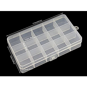 JESEP YONG 8 packs Plastic Organizer Box 15 Grids Clear Storage Container Jewelry Case with Fixed Dividers for Beads Art DIY Crafts Jewelry Fishing Tackles (8pcs 15 Grids Box)