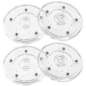 Piutouyar 4 Pcs Plastic Turntable Bearings Hardware, 4 Inch / 100mm Plastic Acrylic Clear Turntable Organizer for Kitchen Spice Rack Table Cake