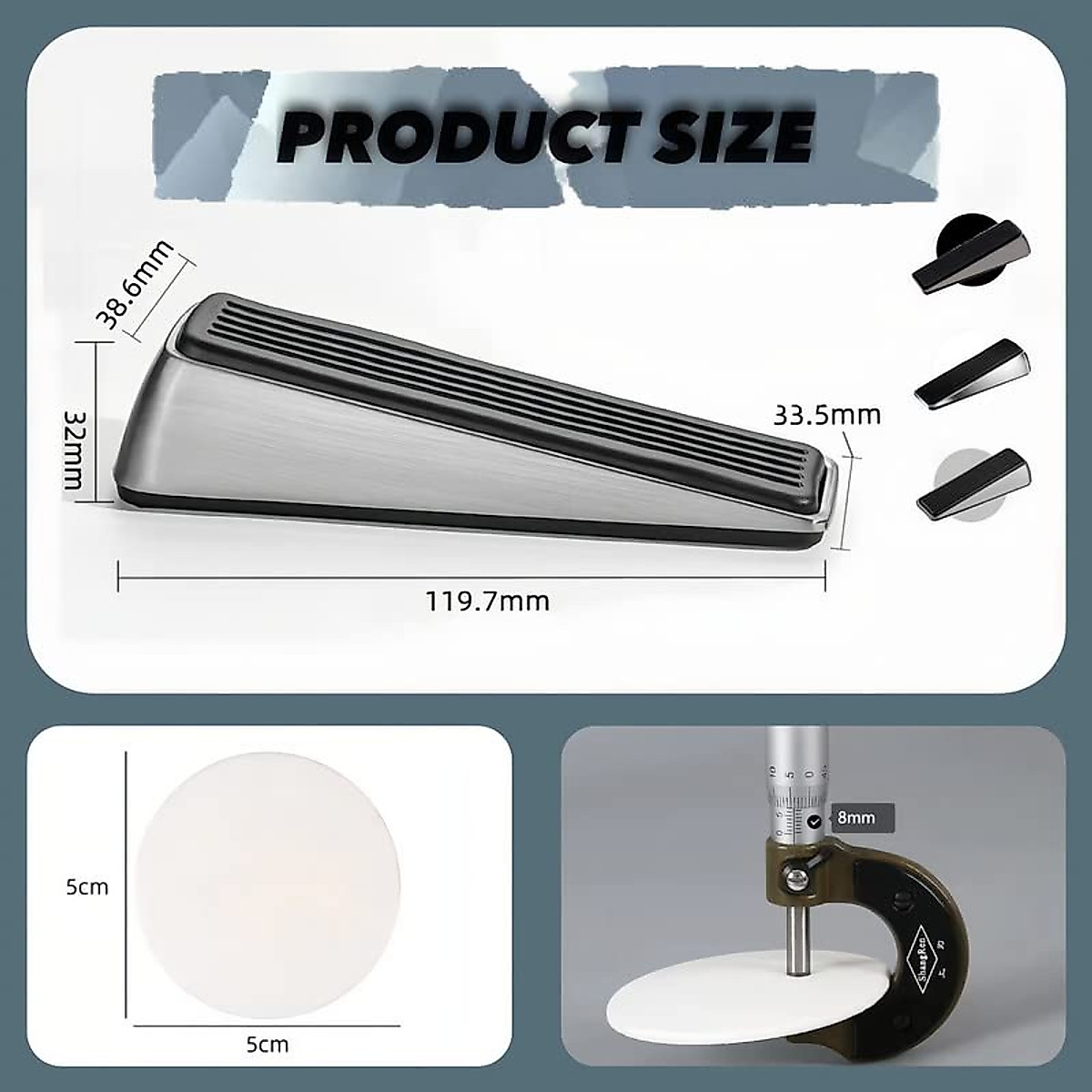 CQDAMENG - Door Stop - Door Stop Wedge - Made of Metal Good Zinc Alloy - Complimentary Two Anti-Collision mats in The Same Color - Restroom, Bedroom, Kitchen