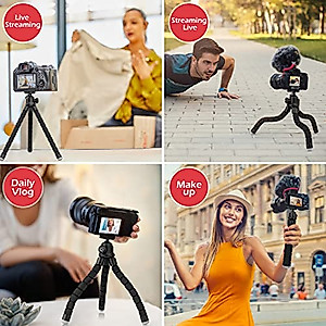 Aureday Cell Phone Tripod, Flexible Mini Tripod with Remote and Cold Shoe, Small Tripod Stand for Video Recording, Vlogging, Compatible with Microphones,Cellphone,Camera,Gopro