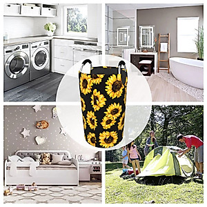 YISUMEI Laundry Basket Clothes Hamper Collapsible Durable Dirty Clothes Storage Laundry Organizer Black Sunflower for Kids Adults Women Gift