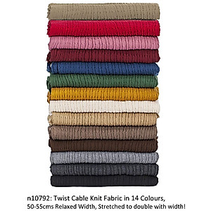 Neotrims Cable Twist Knit Fabric, Selvedge Edge 14 Colours, Knitted Sweater Style Cotton Feel Material. Superb Cloth for Apparel, Accessories and to Make Baby Wraps Blankets. Navy Blue, 1 Meter