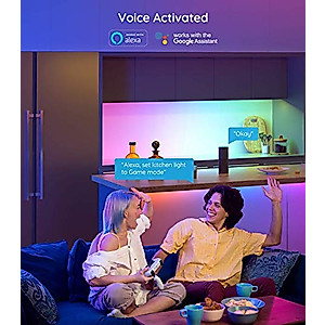 Govee 16.4ft RGBIC LED Strip Lights, WiFi Color Changing LED Lights Segmented Control, Work with Alexa and Google Assistant, Music LED Lights for Bedroom, Kitchen, Christmas Party