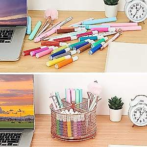 Youbetia 360-Degree Rotating Pen Holder for Desk, Art Supply Storage Desk Organizer, Desktop Pencil Holder Desk Accessories for Office Supplies, Pen Organizer for Stationary(Rose Gold)