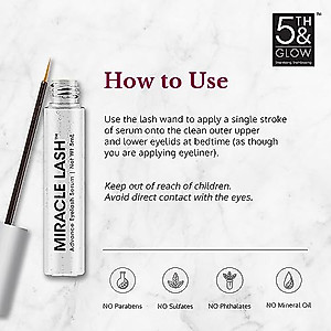 5th & Glow Miracle Lash Enhancing Serum, Eyelash Serum to Nourish, Hydrate, and Protect Eyelashes, Promotes Lash Growth