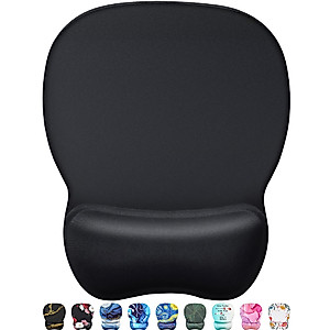 MROCO Ergonomic Mouse Pad with Wrist Support Gel Mouse Pad with Wrist Rest, Comfortable Computer Mouse Pad for Laptop, Pain Relief Mousepad with Non-slip PU Base for Office & Home, 9.4 x 8.1 in, Black