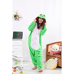 Honeystore Unisex Dinosaur Animal Cosplay Costume One Piece Pajamas Halloween ,Green Dinosaur,XL(Height: 176-180cm/69-71in)