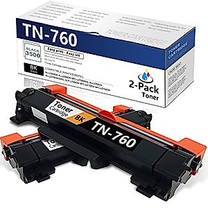 DRAWN 𝑯𝒊𝒈𝒉 𝒀𝒊𝒆𝒍𝒅 TN-760 TN 760 Black Toner Cartridge Compatible Replacement for Brother TN760 for HL-L2390DW HL-L2395DW MFC-L2750DW HL-L2350DW HL-L2370DW/DWXL Printer (TN-760 Toner, 2-Pack)