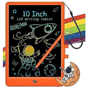 LCD Writing Tablet for Kids, 10 Inch Electronic Doodle Board Drawing Tablet, Erasable Reusable Colorful Drawing Pads, Educational and Learning Toy Gifts for 3 4 5 6 7 8 Years Old Girls Boys (Orange)