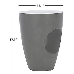 Safavieh Outdoor Collection Aishi Modern Concrete Dark Grey Round 17.7-inch Accent Table