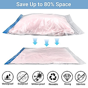 Svaldo Vacuum Storage Bags, 10 Combo (3 Large, 3 Medium, 4 Small), Compression Bags for Travel, Camping Essentials, Luggage Packing, Vacuum Seal Bags for Clothing, Blankets, No Vacuum or Pump Needed