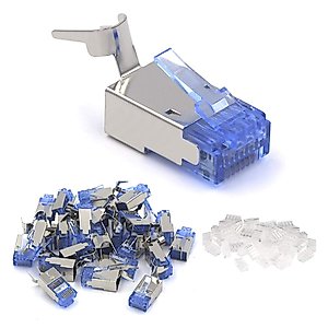 VCE Cat7/Cat6A Shielded RJ45 Connector Non-Pass Through 25-Pack, Gold-Plated Modular Plug for Cat7/Cat6A STP/FTP Cable Solid and Stranded Ethernet Wire