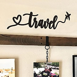 Qmetalart Travel Decor Metal Wall Art Backdrop Decoration Sign Word Hanging for Home Living Room Bedroom Office Housewarming Gift for Travel Lover