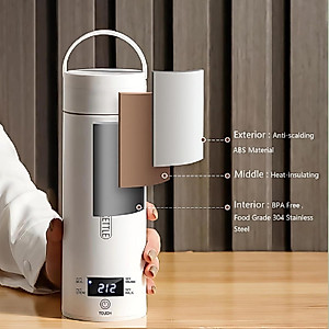 Portable Electric Kettle for Travel, Small Mini 500 ml Portable Electric Tea Coffee Kettle Hot Water Boiler for Camping Travel, 4 Temperature Controls, Auto Shut Off & Boil Dry Protection, BPA Free