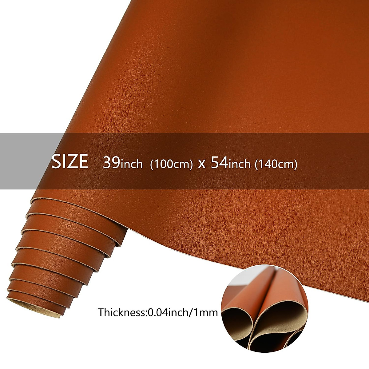 79"x 54"(200cm x 140cm) Faux Leather|Soft Smooth Surface Solid Faux Leather Fabric|1mm Thick Water Proof PU Nappa Leather Fabric for Furniture Decoration, DIY Crafts, Sewing, Etc.（Brown）