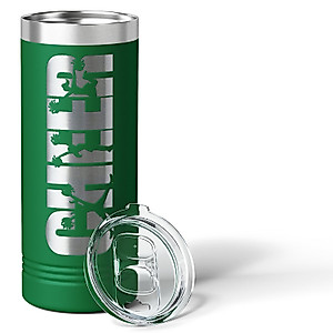Cuptify Cheer Tumbler with Lid Laser Engraved on Green 22 oz Skinny Cup for Cheerleader Vacuum Insulated Birthday Gift for Cheerleading, Cheer Squad, Women